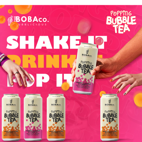 Popping Bubble Tea Can- Mango Passion Fruit with Green Tea - Private ...
