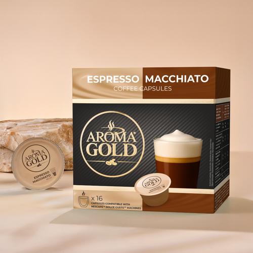 Aroma Gold Espresso Macchiato Coffee Capsules - Gulfood 2026