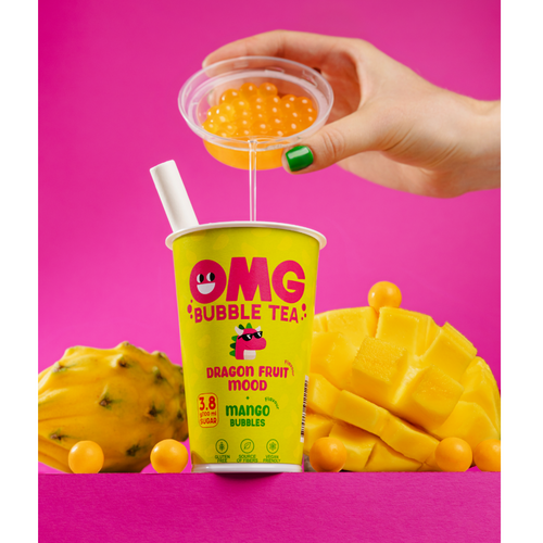OMG Bubble Tea Hibiscus Dragon Fruit Tea with Mango Bubbles (reduced sugar) - Gulfood 2026