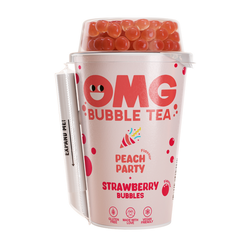OMG Bubble Tea Black tea peach with Strawberry Bubbles - Gulfood 2026
