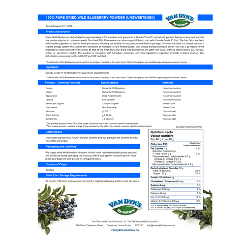 100% pure Wild BlueberryPowder - Gulfood 2026