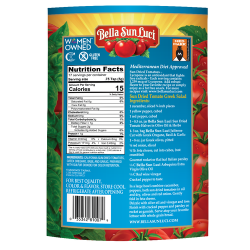 Bella Sun Luci California Sun Dried Tomatoes with Greek Oregano, Basil ...