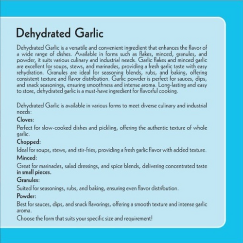 "..Dehydrated Garlic Flakes/Clove" - Gulfood 2026